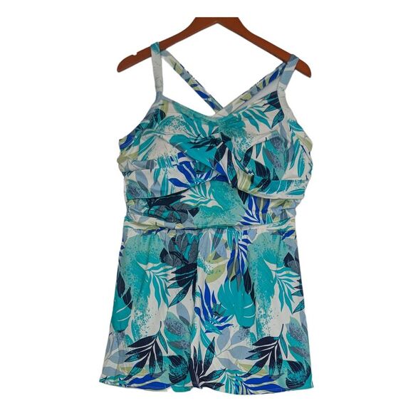 Denim&Co | Swim | Denim Co Beach Petite Twist Front Swim Dress Womens ...